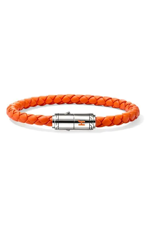 John Hardy Woven Leather Bracelet - Silver/ Orange
