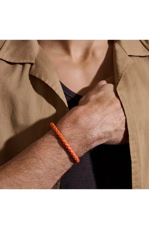 John Hardy Woven Leather Bracelet - Silver/ Orange