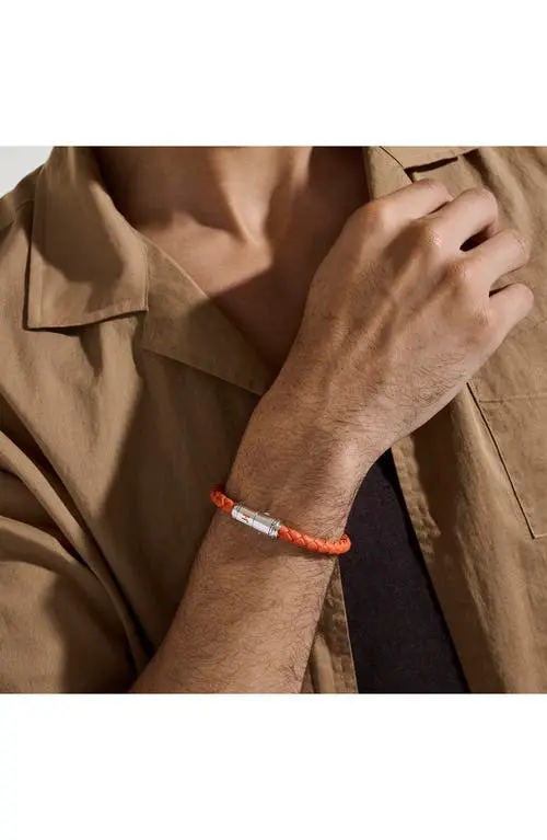 John Hardy Woven Leather Bracelet - Silver/ Orange