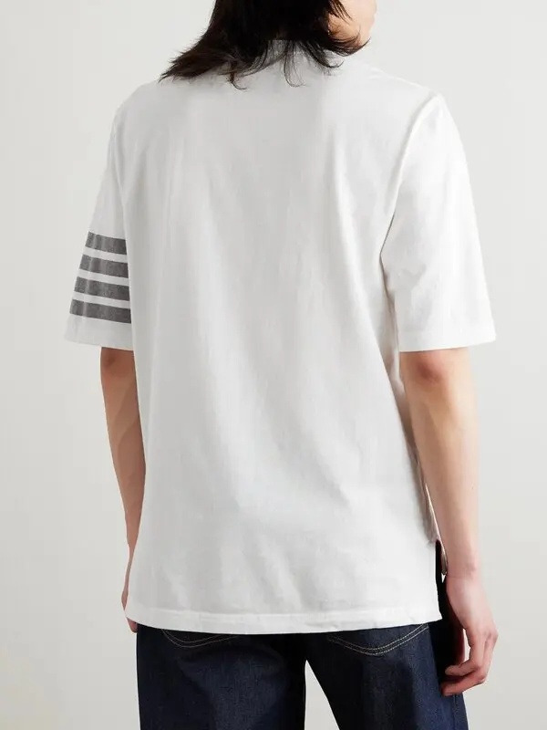 Thom Browne Logo-appliquéd Striped Cotton-jersey T-shirt