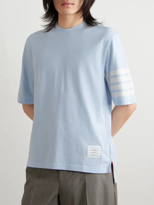 Thom Browne Logo-appliquéd Striped Cotton-jersey T-shirt