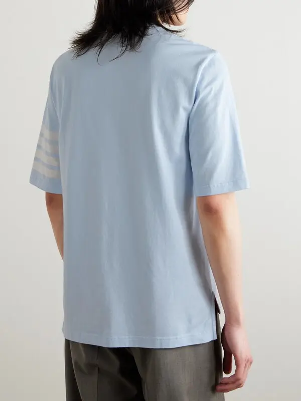 Thom Browne Logo-appliquéd Striped Cotton-jersey T-shirt