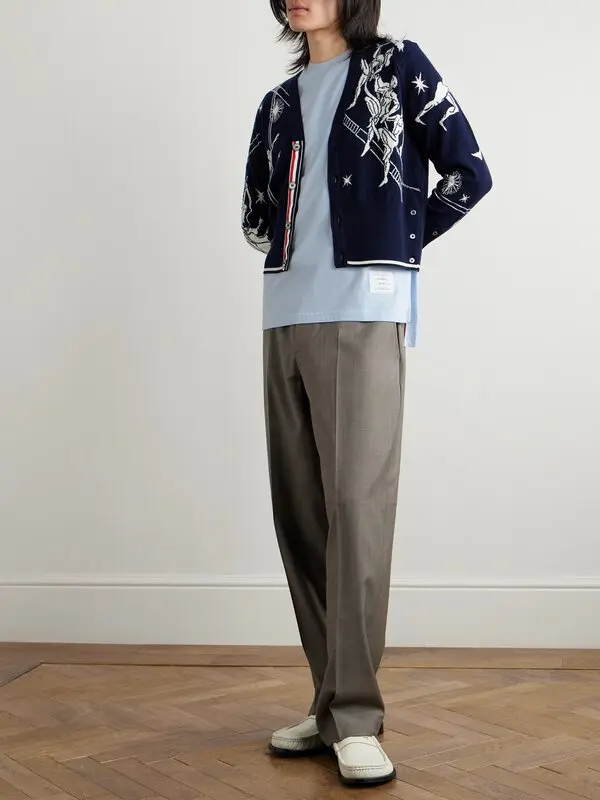 Thom Browne Logo-appliquéd Striped Cotton-jersey T-shirt