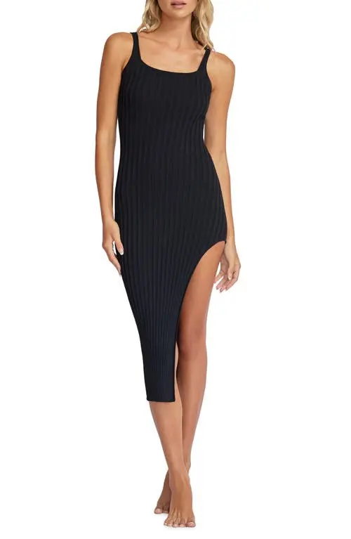 PQ SWIM Piper Rib Slit Cover-up Dress - Black