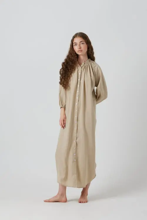 BY TESS COLLECTION Sophie Shirt Dress - Beige