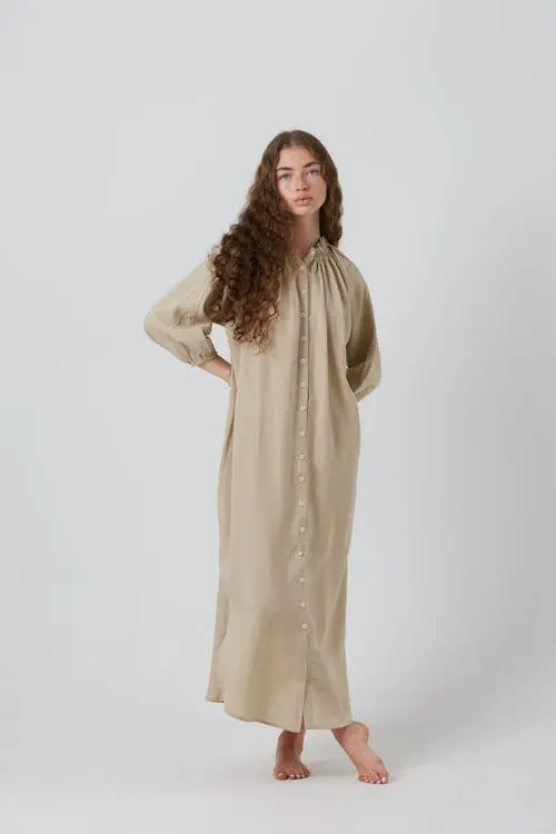 BY TESS COLLECTION Sophie Shirt Dress - Beige