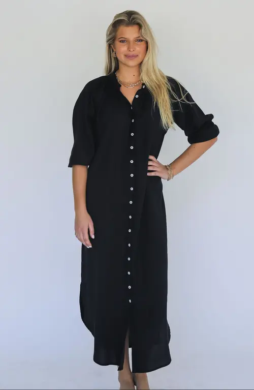BY TESS COLLECTION Sophie Shirt Dress - Black