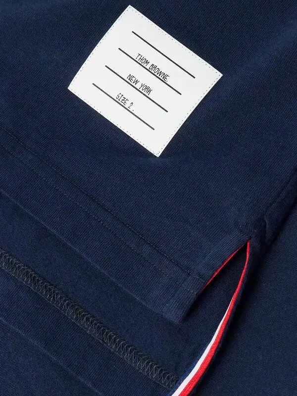 Thom Browne Logo-appliquéd Striped Cotton-jersey T-shirt - Blue