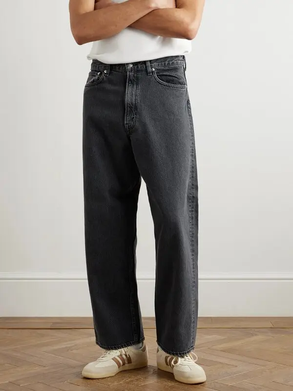 ORSLOW Black Denim Stone Wash Wide-leg Jeans - Gray