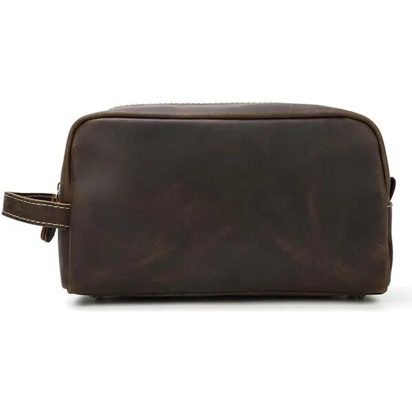 STEEL HORSE LEATHER The Wanderer Toiletry Bag - Dark Brown