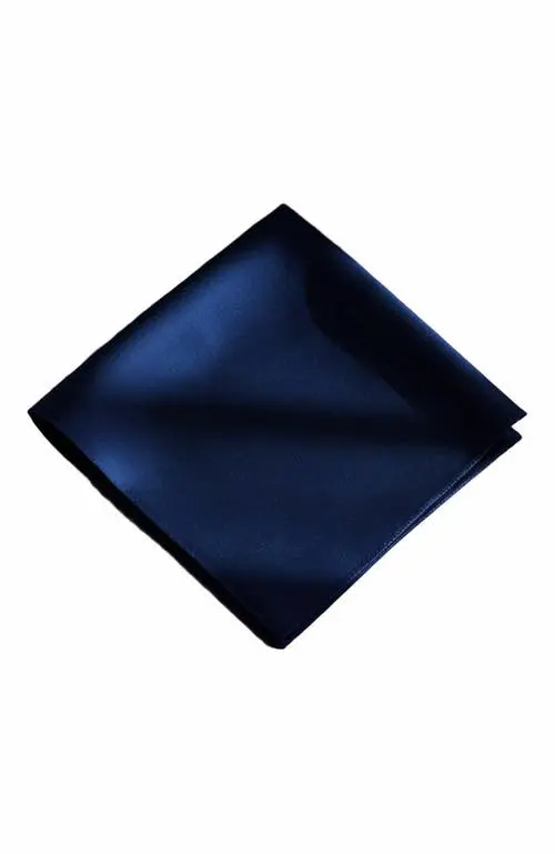 SILKSILKY Pure Silk Solid Color Square Scarf - Darkblue