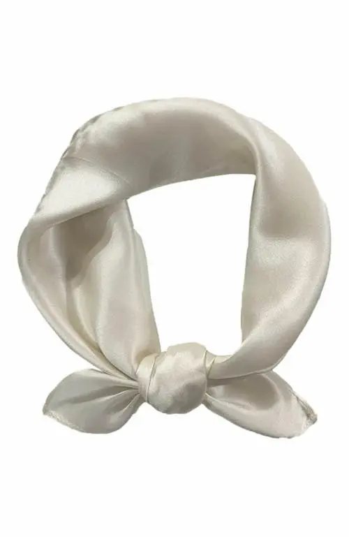 SILKSILKY Pure Silk Solid Color Square Scarf - Ivory