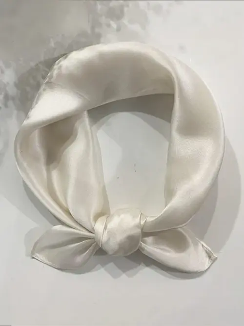 SILKSILKY Pure Silk Solid Color Square Scarf - Ivory