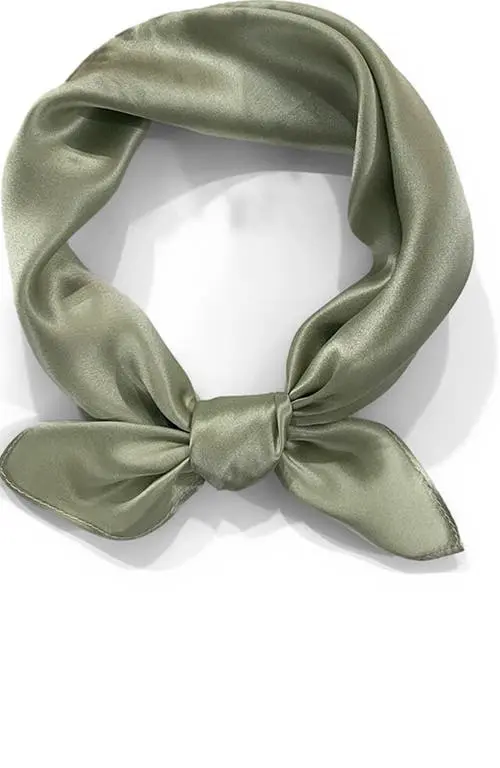 SILKSILKY Pure Silk Solid Color Square Scarf - Lightgreen