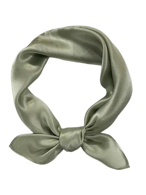 SILKSILKY Pure Silk Solid Color Square Scarf - Lightgreen