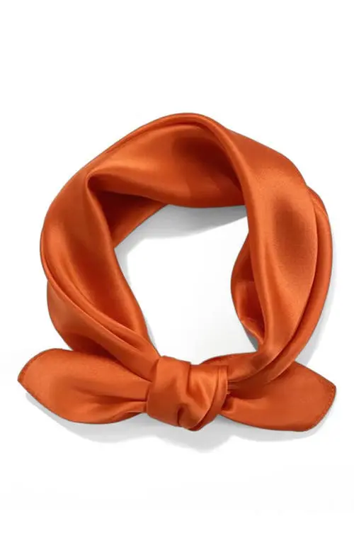 SILKSILKY Pure Silk Solid Color Square Scarf - Orange