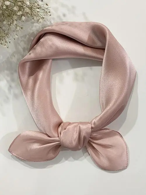 SILKSILKY Pure Silk Solid Color Square Scarf - Pink