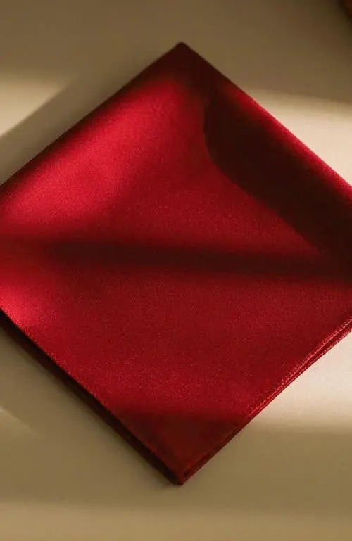 SILKSILKY Pure Silk Solid Color Square Scarf - Red