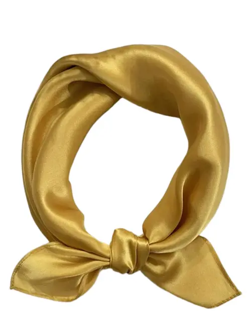 SILKSILKY Pure Silk Solid Color Square Scarf - Yellow