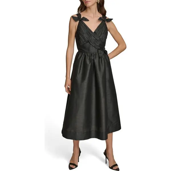 Donna Karan New York Bow Fit & Flare Midi Cocktail Dress - Black