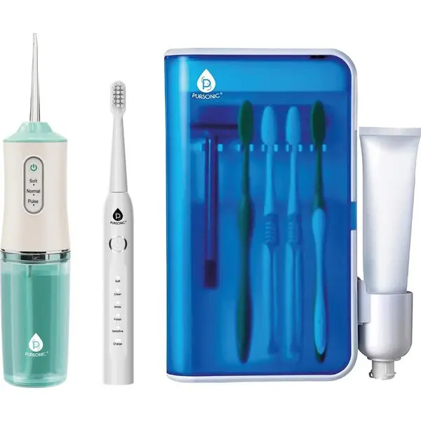 PURSONIC Complete Oral Care Bundle Usb Rechargeable Sonic Toothbrush - White