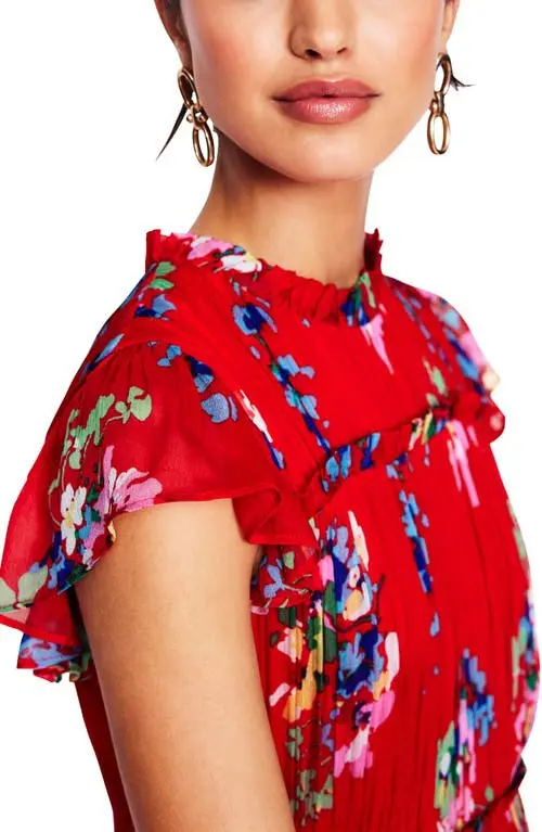 Boden Pleat & Ruffle Floral Print Dress
