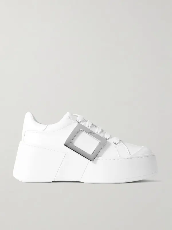 ROGER VIVIER Viv' Skate Leather Sneakers - White