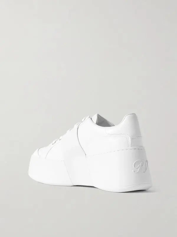 ROGER VIVIER Viv' Skate Leather Sneakers - White