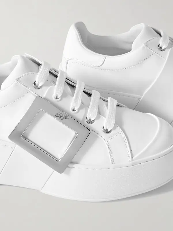 ROGER VIVIER Viv' Skate Leather Sneakers - White