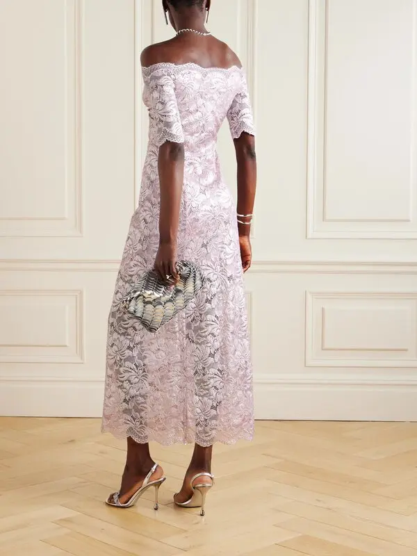 Rabanne Off-the-shoulder Metallic Lace Maxi Dress - Silver