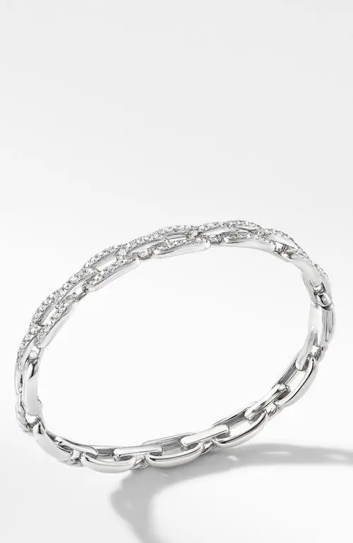 David Yurman Stax Chain Link Bracelet With Diamonds - White Gold/ Diamond