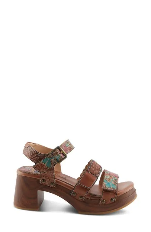 SPRING STEP SHOES Retropel Platform Sandals - Brown Multi