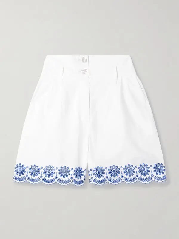 Loretta Caponi Rocchetta Cotton-poplin Shorts - White