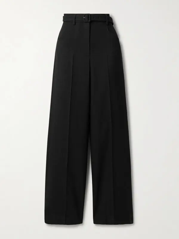 Gabriela Hearst Norman Belted Straight-leg Wool Pants - Black