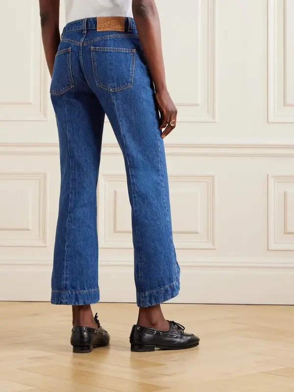 Bally Cropped Paneled High-rise Flared Jeans