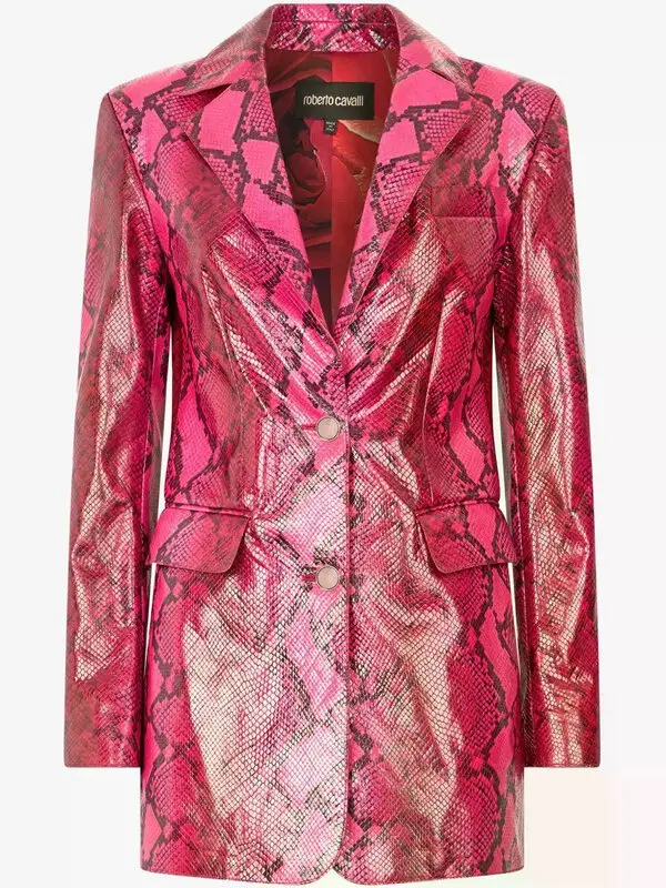 Roberto Cavalli Snake-print Double-breasted Blazer - Pink