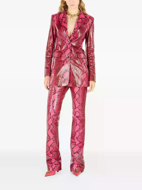 Roberto Cavalli Snake-print Double-breasted Blazer