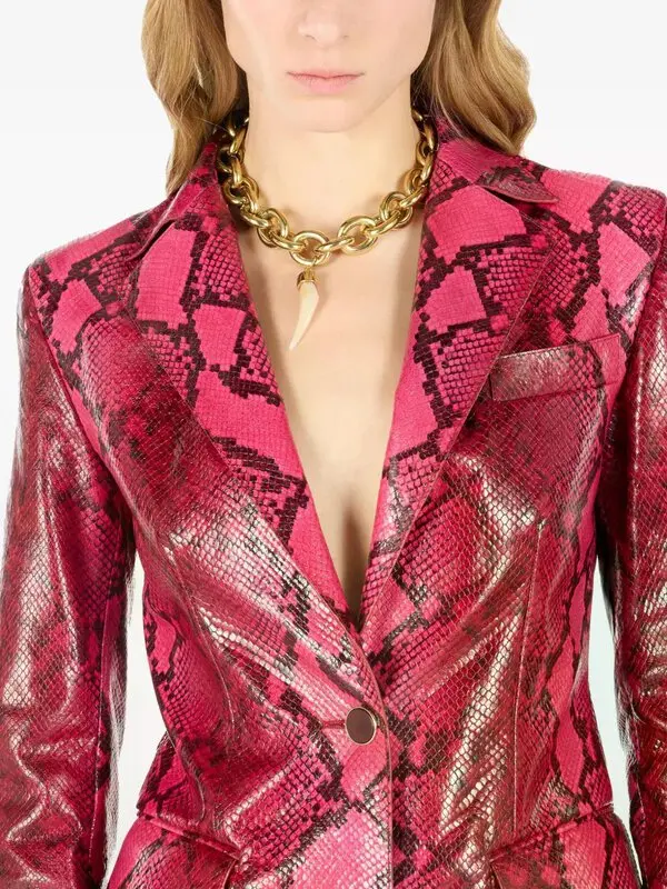 Roberto Cavalli Snake-print Double-breasted Blazer