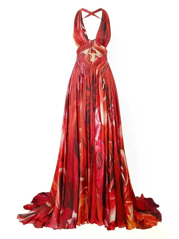 Roberto Cavalli Roses-printed Gown