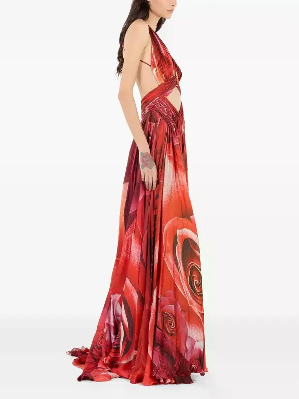 Roberto Cavalli Roses-printed Gown