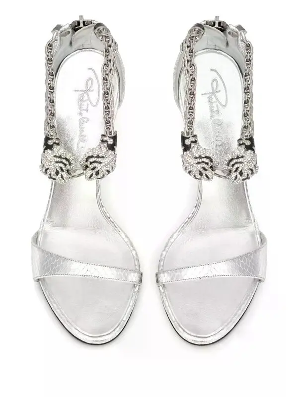 Roberto Cavalli Jewel Tiger Sandals - Silver