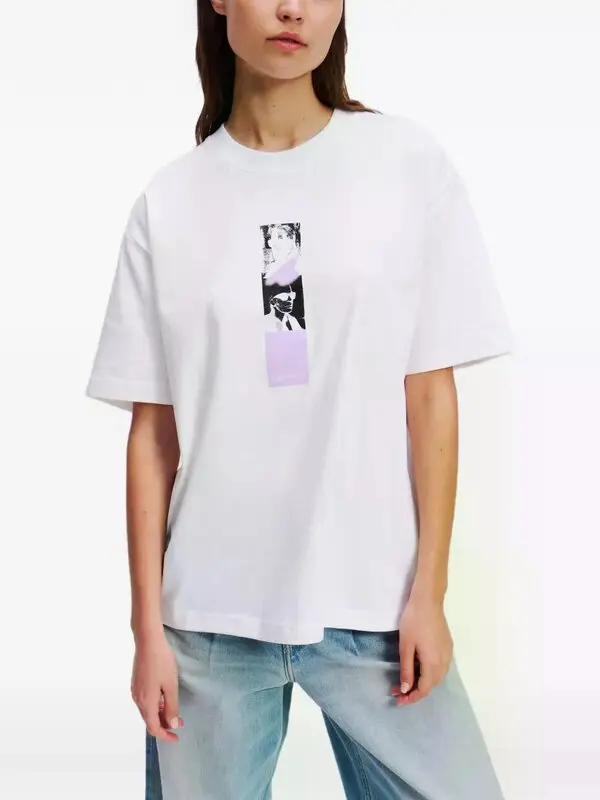 Karl Lagerfeld Repeated Graphic T-shirt - White
