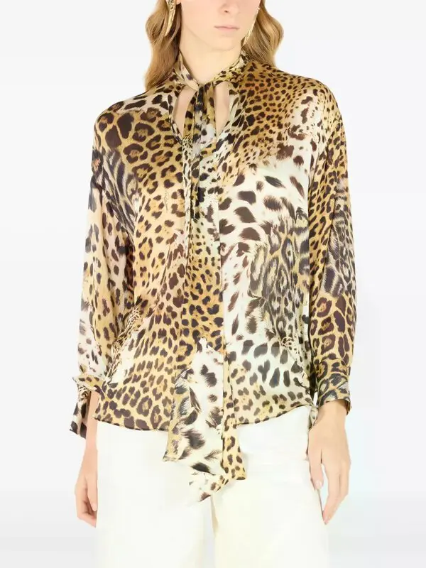 Roberto Cavalli Jaguar-print Blouse