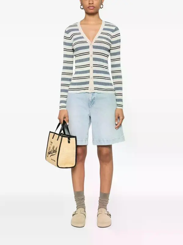 Maison Kitsuné Fine-ribbed Striped Cardigan