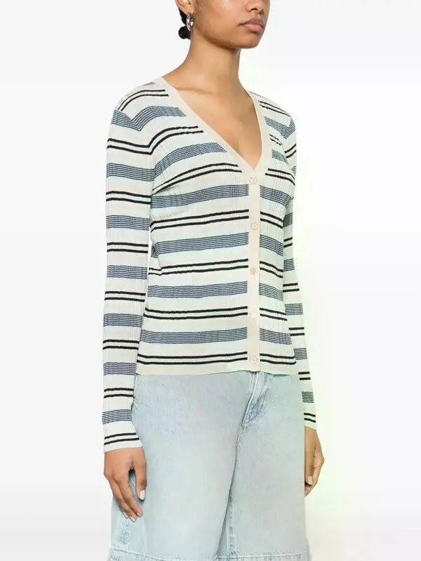 Maison Kitsuné Fine-ribbed Striped Cardigan