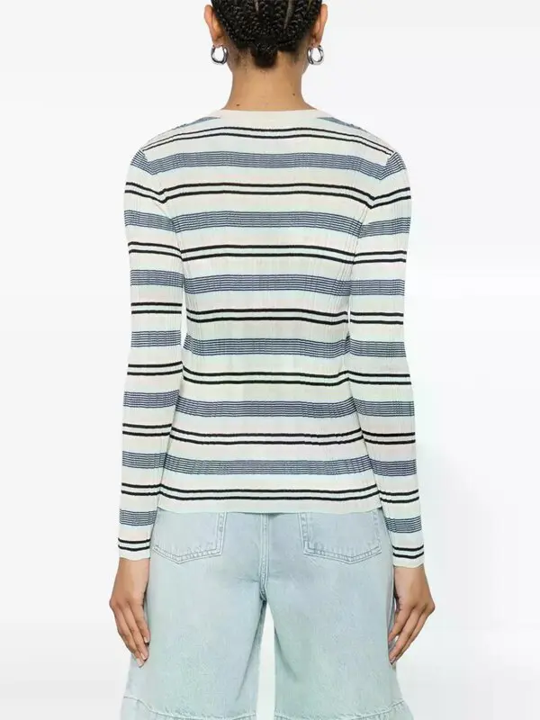 Maison Kitsuné Fine-ribbed Striped Cardigan