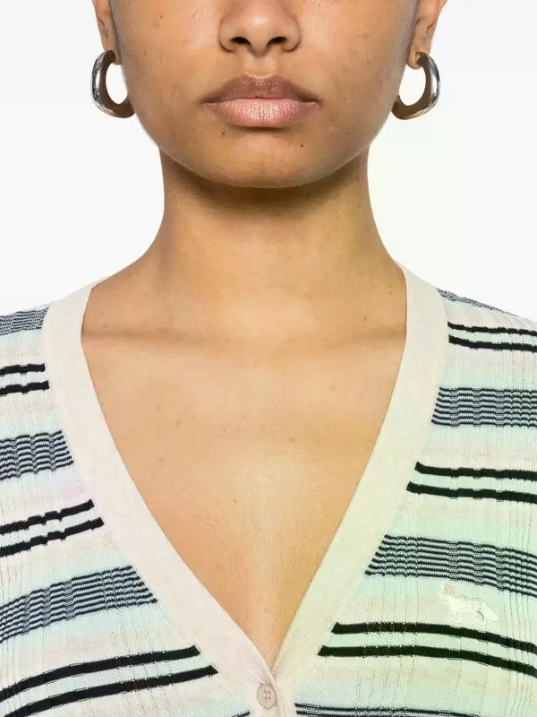 Maison Kitsuné Fine-ribbed Striped Cardigan