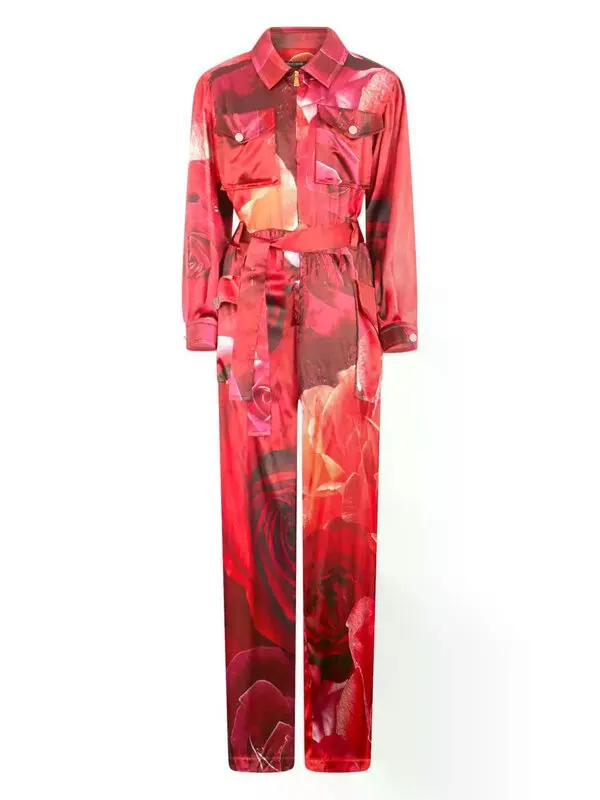 Roberto Cavalli Floral-print Jumpsuit - Red