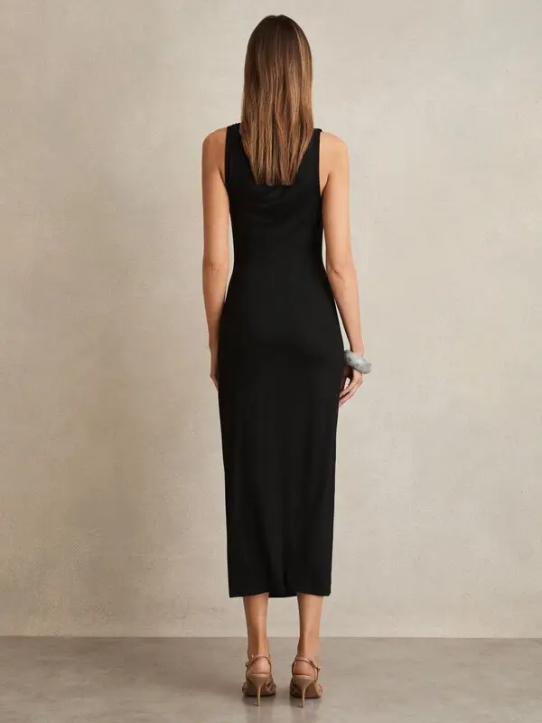 Paige Cowl-neck Ruched Jersey Midi Dress