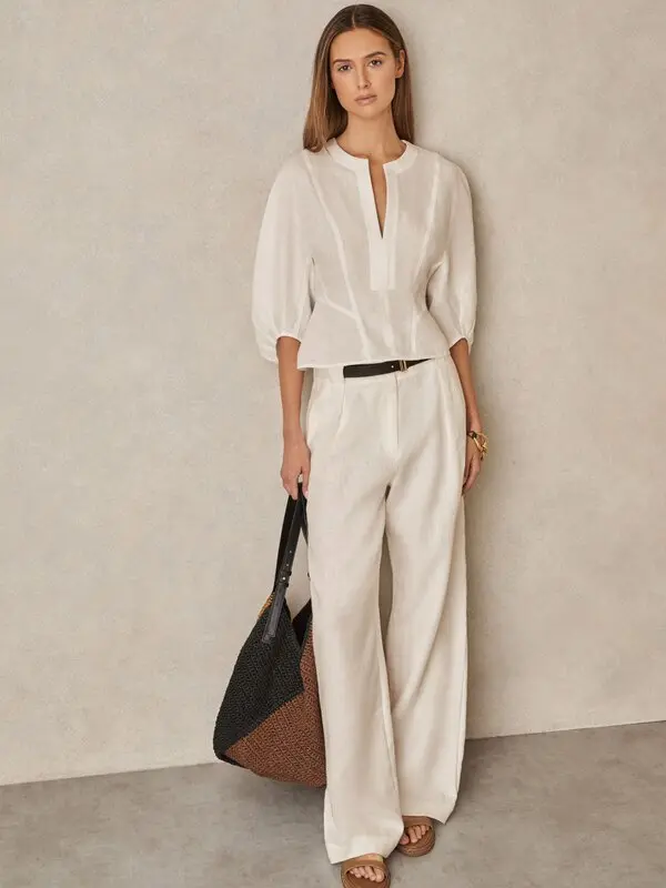REISS Remi Linen Top